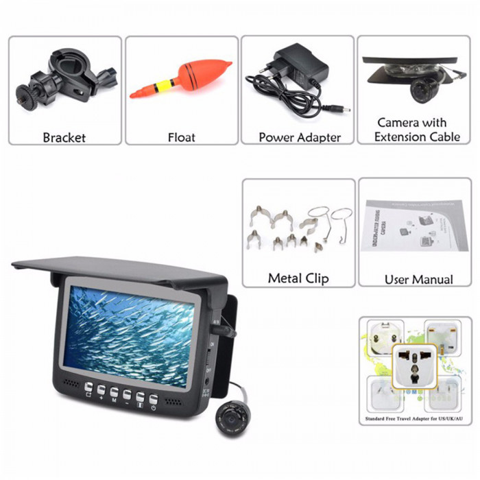 Camera video subacvatica PNI UC430 pentru pescuit cu monitor de 4.3inch ...