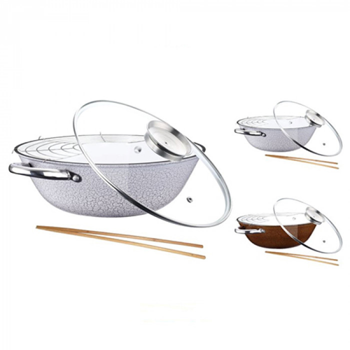Wok Fonta cu suport si capac 30 cm PH-15428-30