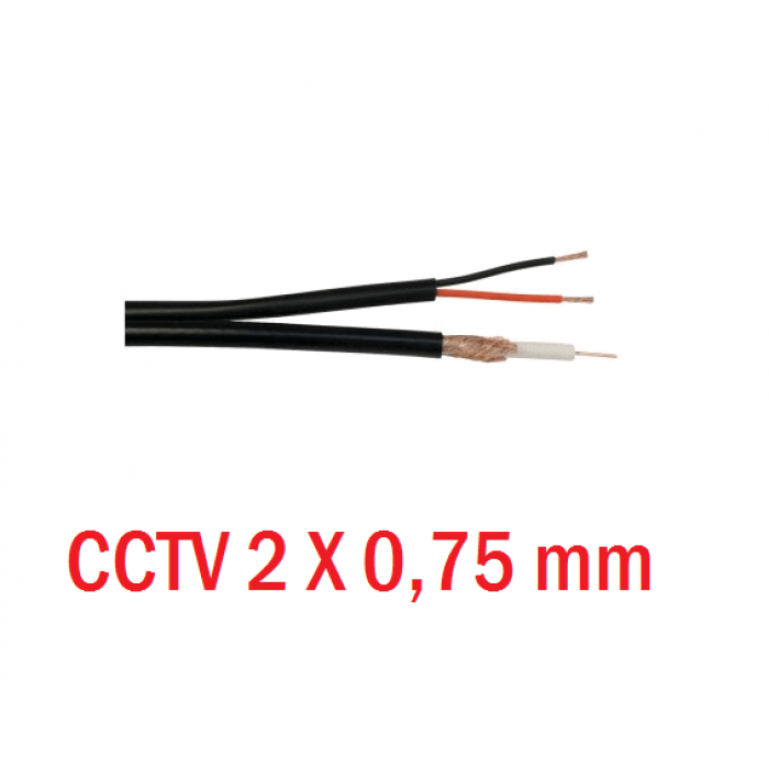 CABLU CCTV COAXIAL RG 59 CU CU SI ALIMENTARE 2 X 0,75 LA METRU
