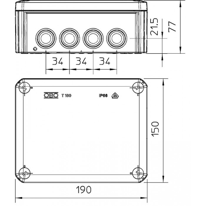 DOZA DERIVATIE MONTAJ OBO T-160 190x150x77 IP 66