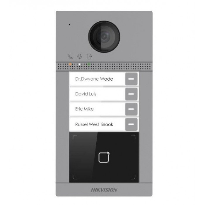 Kit videointerfon complet IP Hikvision pentru 3 familii