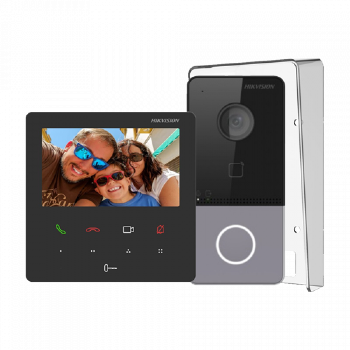 Kit videointerfon pentru 1 familie, monitor 4.3 inch - HIKVISION DS ...