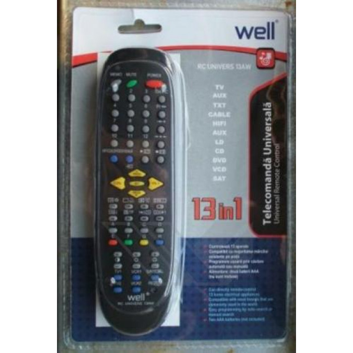 Telecomanda universala TV, CD, DVD, AUX, HIFI, SAT, Well