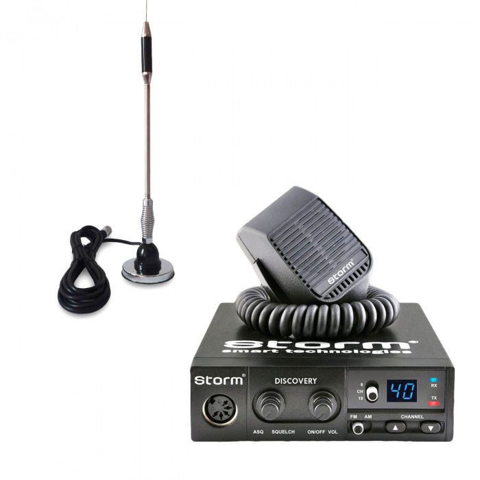 Pachet statie radio CB Storm Discovery, control Squelch + antena CB ...