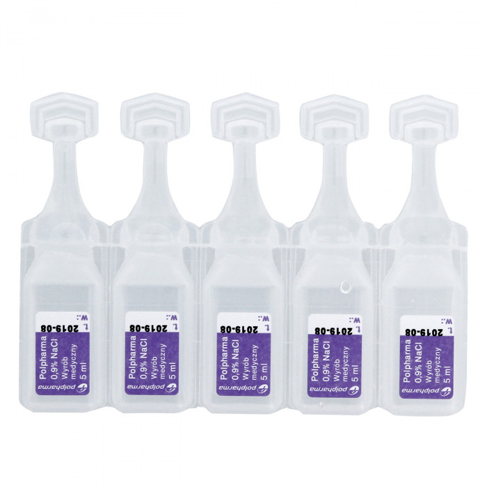 Ser fiziologic 0,9% Polpharma, 100 monodoze de plastic de 5 ml