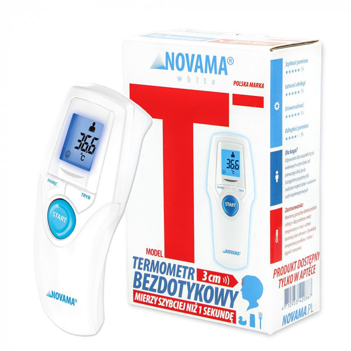 Termometru non-contact Novama White T1S, memorie pentru 30 de ...