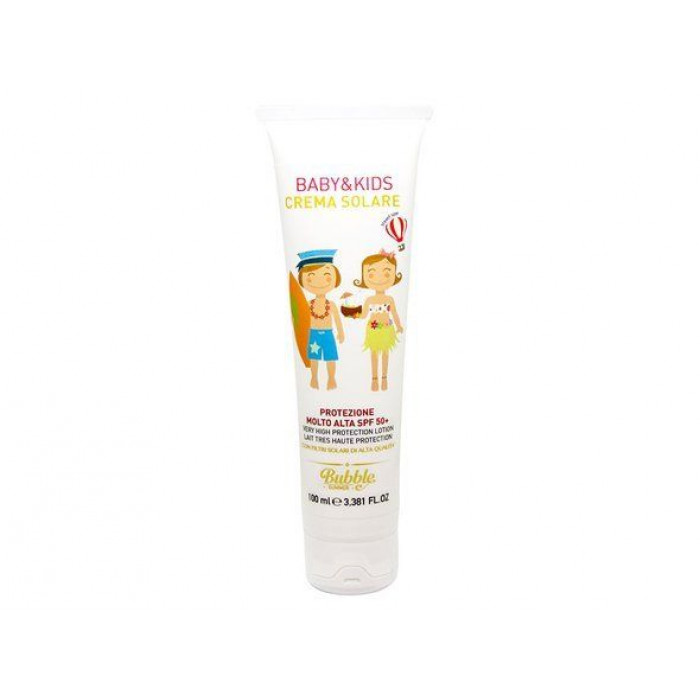 Crema protectie solara organica SPF 50+ copii si bebe 100ml BubbleEco