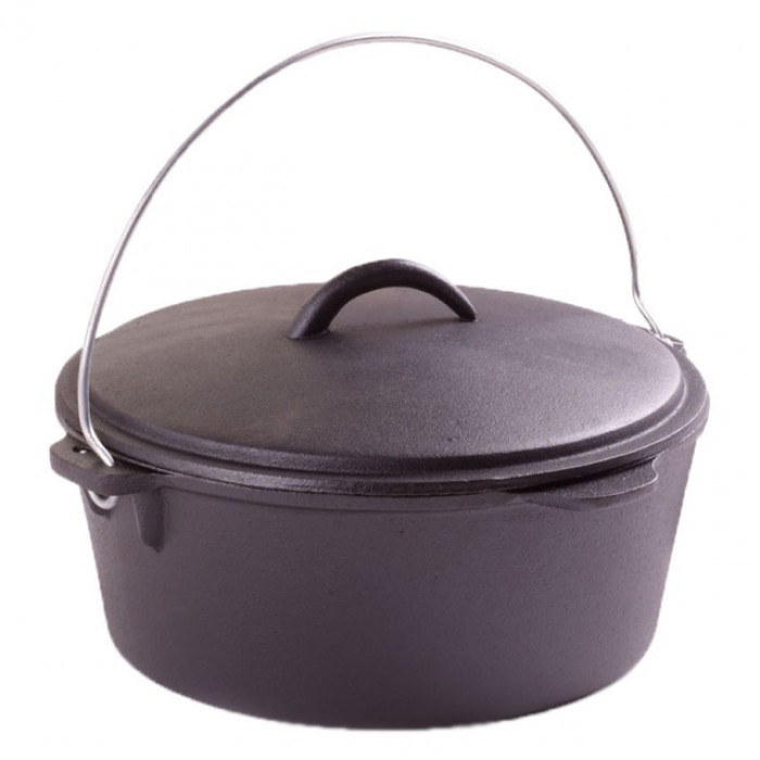 Ceaun (tuci) din fonta pura, capac, diametru 25 cm, capacitate 3.8 ...