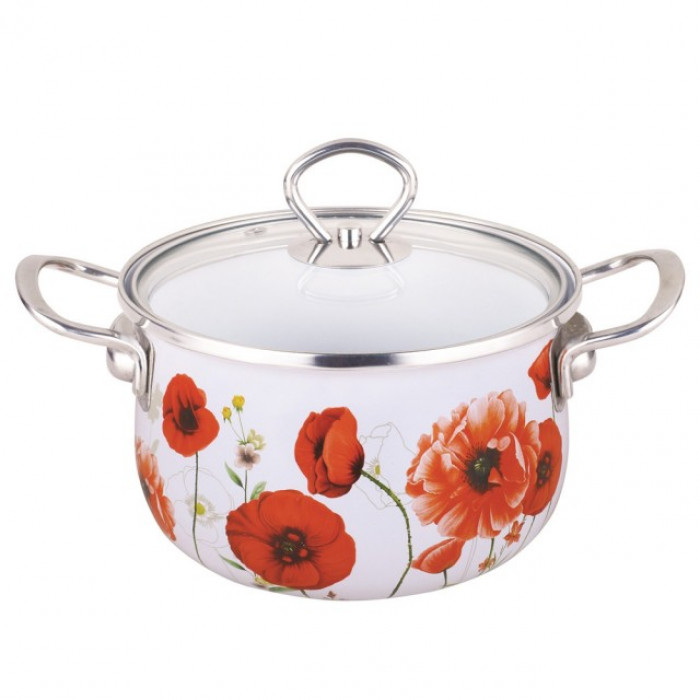 Oala emailata din otel carbon KingHoff, capacitate 6 litri, diametru 24 ...