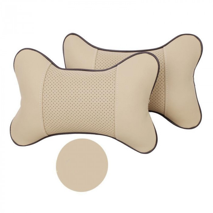 Set 2 buc. perne tetiere auto, pentru sustinere gat din piele ecologica ...